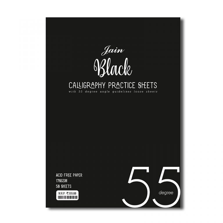 Jain Black Calligraphy Practice Sheets 55 Degrees Guidelines A4 170gsm ...