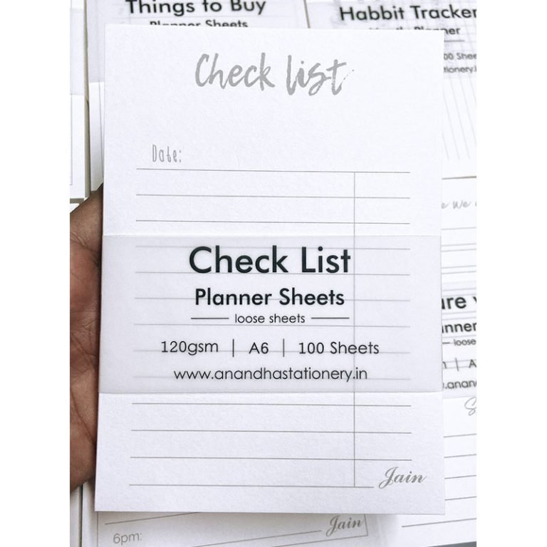 Jain Planner Sheets Check List A6 - Anandha Stationery Stores