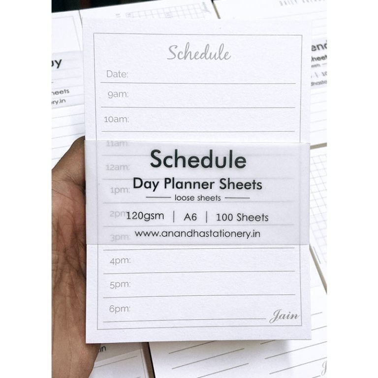 Jain Planner Sheets Schedule A6 - Anandha Stationery Stores