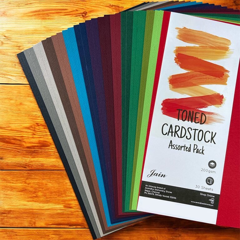 Jain Toned Cardstock 200gsm Bright Assorted Pack A4 30 sheets - Anandha ...